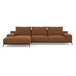 Ecksofa Machalke "lorenzo, L-Form" Sofas Gr. B/H/T: 336 cm x 90 cm x 100 cm, Leder RUSTICO, Recamiere links, braun (sand rustico)