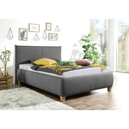 Polsterbett Maintal, grau (anthrazit), B:153cm L:214cm, Betten, Polsterbett ohne Bettkasten Polsterbett, mit Bettkasten