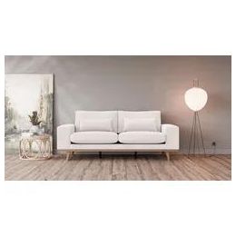 2-Sitzer Home Affaire "Torino B/T/H: 200/91/81 cm" Sofas Gr. B/H/T: 200cm x 81cm x 91cm, Bouclé, beige (creme) auch in Bouclé, incl. Zierkissen, mit edlem Holzrahmen