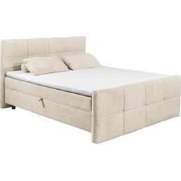 Boxbett ED EXCITING DESIGN "Tijuana", beige (creme), B:162cm L:225cm, 92% Polyester, 8% Nylon, Komplettbetten, Boxspringbett, inkl. zwei Bettkästen