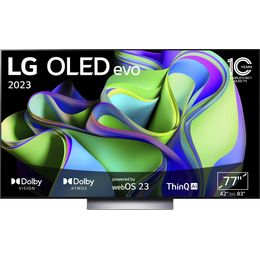 F (A bis G) LG OLED-Fernseher "OLED77C37LA" Fernseher OLED evo, bis zu 120 Hz, α9 Gen6 4K AI-Prozessor, Twin Triple Tuner schwarz LED Fernseher