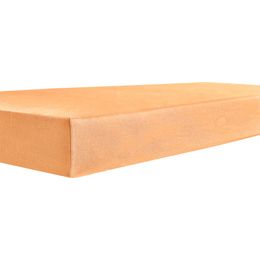 Spannbettlaken kneer "Vario-Stretch-Topper" Laken Gr. B/L: 200 cm x 200 cm 1 St., Jersey-Modal, 4-12 cm, 200 x 200 cm, gelb (mango) Spannbettlaken mit Tunnelsaum