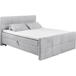Boxbett ED EXCITING DESIGN "Tijuana", grau, B:182cm L:225cm, 92% Polyester, 8% Nylon, Komplettbetten, Boxspringbett, inkl. zwei Bettkästen