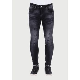 Slim-fit-Jeans Le Temps Des Cerises "POWERC" Gr. 29, Länge 34, schwarz Herren Jeans Slim Fit in trendigem Used-Look