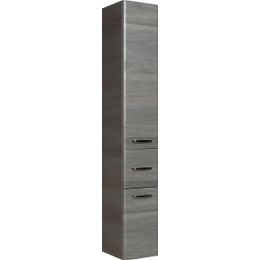 Hochschrank SAPHIR "Quickset Badschrank 30 cm breit, 2 Türen, 1 Schublade, 3 Einlegeböden" Schränke Gr. B/H/T: 30 cm x 185,5 cm x 33 cm, 2 St., grau (graphit struktur, graphit struktur) Badezimmer-Hochschrank inkl. Türdämpfer, Griffe in Chrom glänzend