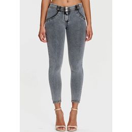 Jeggings Freddy "WRUP4 SUPERSKINNY" Gr. L (40), N-Gr, gelb (light grau gelb seams), Damen, Web, Obermaterial: 81% Baumwolle, 19% Elasthan, Hosen, mit Lifting & Shaping Effekt