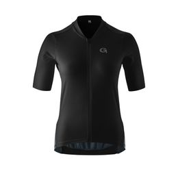 Radtrikot Gonso "SITIVO TRIKOT W" Gr. 40, schwarz, Damen, 45% Polyamid, 35% Polyester, 20% Elasthan, Trikots, Damen Radshirt kurzarm, atmungsaktives Fahrradtrikot mit Rückentasche