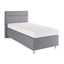 Boxspringbett, grau (strukturstoff grau), ohne LED-Beleuchtung, Liegefl&auml;che B/L: 100cm x 200cm, H3, 5-Zonen-Tonnentaschen-Federkernmatratze, Bezug Unterbox und Kopfteil: Strukturstoff (77% Polyester und 23% Viskose);Bezug Obermatratze 100% Polyester, waschbar bis 60C, Westfalia Schlafkomfort, Komplettbetten, Boxspringbett, wahlweise mit LED-Beleuchtung