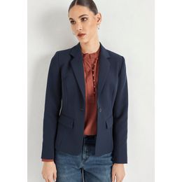 Jackenblazer HECHTER PARIS, Damen, Gr. 46, blau (marine), Web, Obermaterial: 90% Polyester, 10% Elasthan. Futter: 100% Polyester, unifarben, feminin, figurbetont hüftlang, Langarm Manschette, Blazer, mit leichter Schulterpolsterung