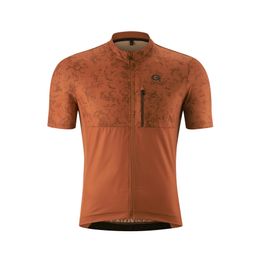 Radtrikot Gonso "PRESEGNO" Gr. S, rot (erdrot), Herren, 95% Polyester, 5% Elasthan, Trikots, Herren Radshirt kurzarm, atmungsaktives Fahrradtrikot mit Rückentasche