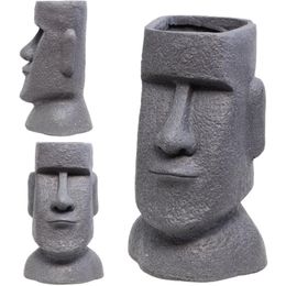 Blumentopf Moai Osterinsel Eye-Catcher Blickfang Outdoor Mystisch Kopf Ø17cm Topf Grau