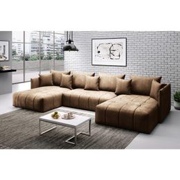 Graingold - Ecksofa Ardi u - Eckcouch mit Schlaffunktion & Bettkasten - Braun - Braun