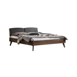 Hasena Lounge Mareto Bettgestell Massivholz Kopfteil gepolstert 180x200 cm Braun Nussbaum Massivholz