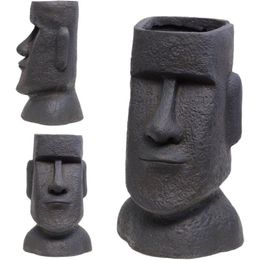 Blumentopf Moai Osterinsel Eye-Catcher Blickfang Outdoor Mystisch Kopf Ø17cm Topf Anthrazit