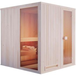 FinnTherm Innensauna Miranda Innensauna 2 Sitzbänke aus Holz, Saunakabine mit 40 mm Wandstärke, Dampfsauna mit Montagematerial