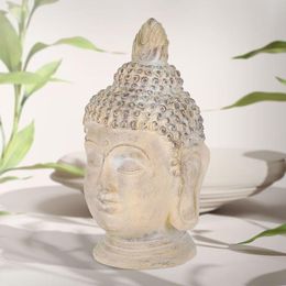 ECD Germany - Buddha Figur, 55 cm, Beige/Grau, aus Polyresin