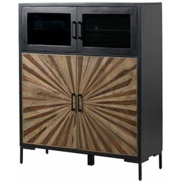 Massivmöbel24 Highboard Sheesham 120x45x145 schwarz lackiert sun 103 - schwarz