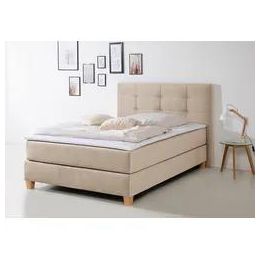 Boxspringbett Home Affaire "Moulay" Komplettbetten Gr. Samtstoff, Liegefläche B/L: 120cm x 200cm, Gewicht bis: 100 kg H3, 7-Zonen-Tonnentaschen-Federkernmatratze, beige Boxspringbett inkl. Topper, in 3 Härtegraden, TFK auch Härtegrad 4