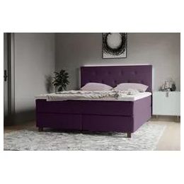 Boxspringbett Inosign "Alenika" Komplettbetten Gr. Struktur PUR-Schaum-Topper RGB-LED-Lichtleiste, Liegefläche B/L: 180 cm x 200 cm, H3, Taschen-Federkernmatratze, lila (purple) Boxspringbett mit LED - Beleuchtung, Taschen-Federkernmatratze