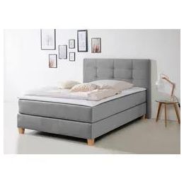 Boxspringbett Home Affaire "Moulay" Komplettbetten Gr. Samtstoff, Liegefläche B/L: 120cm x 200cm, Gewicht bis: 100 kg H3, 7-Zonen-Kaltschaummatratze, grau Boxspringbett inkl. Topper, in 3 Härtegraden, TFK auch Härtegrad 4