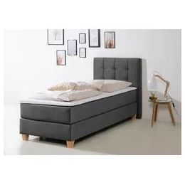 Boxspringbett Home Affaire "Moulay" Komplettbetten Gr. Samtstoff, Liegefläche B/L: 90 cm x 200 cm, Gewicht bis: 80 kg H2, 7-Zonen-Tonnentaschen-Federkernmatratze, grau (anthrazit) Boxspringbett inkl. Topper, in 3 Härtegraden, TFK auch Härtegrad 4