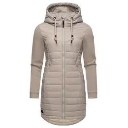 Steppmantel Ragwear "Lucinda Long" Gr. S (36), weiß (bone) Damen Mäntel Mantel aus modernem Materialmix mit Kapuze