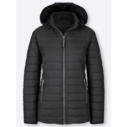 WITT Damen Steppjacke mit kontrastfarbenen Akzenten, schwarz, Gr&ouml;&szlig;e 44