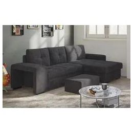 Ecksofa COTTA "Mattina L-Form" Sofas Gr. B/H/T: 268cm x 73cm x 156cm, Chenille-Struktur, Recamiere rechts, mit Bettfunktion und Bettkasten, schwarz inkl. Hocker, wahlweise mit Bettfunktion und Bettkasten