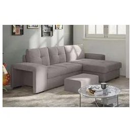 Ecksofa COTTA "Mattina L-Form" Sofas Gr. B/H/T: 268cm x 73cm x 156cm, Microfaser, Recamiere rechts, ohne Bettfunktion und Bettkasten, grau (stone) inkl. Hocker, wahlweise mit Bettfunktion und Bettkasten