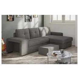 Ecksofa COTTA "Mattina L-Form" Sofas Gr. B/H/T: 268cm x 73cm x 156cm, Chenille-Struktur, Recamiere rechts, mit Bettfunktion und Bettkasten, grau (stone) inkl. Hocker, wahlweise mit Bettfunktion und Bettkasten