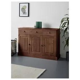 Sideboard Home Affaire "Liotta", braun, B:118cm H:80cm T:34cm, FSC-zertifiziertes Massivholz, Sideboards, Kommode mit 2 Schubkästen u. 2 verstellbare Einlegeböden