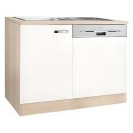 Spülenschrank Optifit "Faro", weiß (weiß glanz), B:110cm H:84,8cm T:60cm, Schränke, mit Tür/Sockel für Geschirrspüler