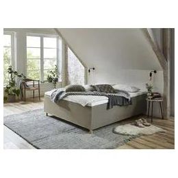 Boxbett Home Affaire "Thorsby" Komplettbetten Gr. Bezug Strukturstoff, Liegefläche B/L: 180cm x 200cm Betthöhe: 51cm, Gewicht bis: 120 kg H3, Taschen-Federkernmatratze, beige (creme) Boxspringbett Boxbett ohne Kopfteil, frei im Raum stellbar, für Dachschrägen