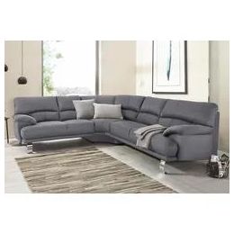 Ecksofa Trendmanufaktur "Cecilia II, in italienischen Design, bequem, hoher Sitzkomfort, L-Form" Sofas Gr. B/H/T: 280cm x 87cm x 240cm, Struktur fein, langer Schenkel rechts, ohne Funktion, grau (hellgrau)