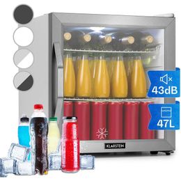 Klarstein Beersafe L Crystal White Kühlschrank 47 Liter 2 Böden Panoramaglastür Edelstahl