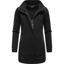 Sweatjacke Ragwear "Letrice Bonded" Gr. 5XL (50), schwarz Damen Sweatjacken Elegante Zip-Jacke mit hohem Kragen in Feinstrickoptik Bestseller