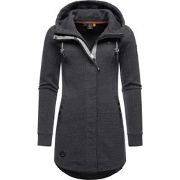 Sweatjacke Ragwear "Letty Intl." Gr. L (40), grau (ash) Damen Sweatjacken Sportliche Kapuzenjacke mit Kunstleder-Elementen