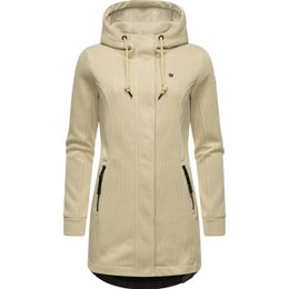 Kapuzensweatjacke Ragwear "Letti Bonded" Gr. 4XL (48), beige (ecru) Damen Sweatjacken Sportliche Kapuzenjacke in Feinstrick-Optik