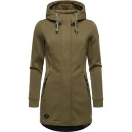 Kapuzensweatjacke Ragwear "Letti Bonded", Damen, Gr. 4XL (48), grün (olivgrün), Feinstrick, 100% Polyester, tailliert ca. Mitte Oberschenkel, hoch geschlossener Ausschnitt, Ärmel ohne Ärmelschlitz normaler Saum, Sweatjacken, Sportliche Kapuzenjacke in Feinstrick-Optik