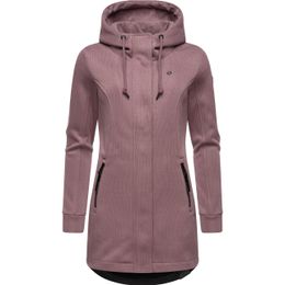 Kapuzensweatjacke Ragwear "Letti Bonded" Gr. 5XL (50), lila (mauve) Damen Sweatjacken Sportliche Kapuzenjacke in Feinstrick-Optik