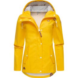 Regenjacke Ragwear "YM-Marge", Damen, Gr. M (38), gelb (sonnengelb), Obermaterial: 100% Polyester; Innenfutter: 100% Polyester, casual, tailliert Po-bedeckend, Langarm Ärmel ohne Ärmelschlitz normaler Saum, Jacken, stylische Übergangsjacke mit großer Kapuze