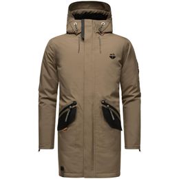 Wintermantel STONE HARBOUR "Ragaan", Herren, Gr. XL (54), braun (dunkelbraun), Oberstoff: 100% Polyester, Futter: 100% Polyester, Wattierung: 100% Polyester, Ärmelfutter: 100% Polyester, modisch, regular fit ca. Mitte Oberschenkel, hoch geschlossener Ausschnitt, verstellbar Rippstrickbündchen kontrastfarben,mit Reißverschluss,verstellbar, Mäntel, modischer Herren Winterparka mit Teddyfell Futter