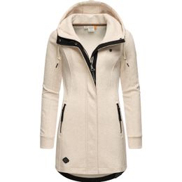 Sweatjacke Ragwear "Letty Intl." Gr. 4XL (48), beige Damen Sweatjacken Sportliche Kapuzenjacke mit Kunstleder-Elementen