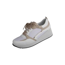 Schnürschuh Lei by tessamino "Nala", Damen, Gr. 43, beige (beige, weiß), Kunstfaser, Synthetik, Schuhe Schnürschuh, in Weite H