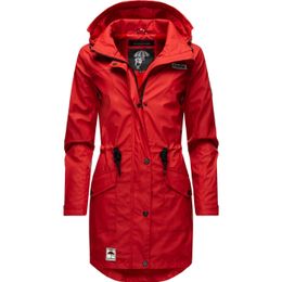 Outdoorjacke Navahoo "Deike", Damen, Gr. S (36), rot, Oberstoff: 50% Polyurethan, 50% Polyester, Futter: 100% Polyester, Ärmelfutter: 100% Polyester, clean, modisch, tailliert Po-bedeckend, Langarm Ärmel ohne Ärmelschlitz normaler Saum mit Druckknopf, Jacken, modischer Damen Outdoor Regenmantel