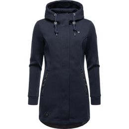 Kapuzensweatjacke Ragwear "Letti Bonded" Gr. L (40), blau (navy) Damen Sweatjacken Sportliche Kapuzenjacke in Feinstrick-Optik