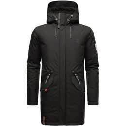 Wintermantel STONE HARBOUR "Ragaan", Herren, Gr. XXL (56), schwarz, Oberstoff: 100% Polyester, Futter: 100% Polyester, Wattierung: 100% Polyester, Ärmelfutter: 100% Polyester, modisch, regular fit ca. Mitte Oberschenkel, hoch geschlossener Ausschnitt, verstellbar Rippstrickbündchen kontrastfarben,mit Reißverschluss,verstellbar, Mäntel, modischer Herren Winterparka mit Teddyfell Futter