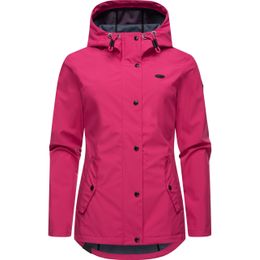 Softshelljacke Ragwear "Margge Shell", Damen, Gr. 5XL (50), pink (magenta), Obermaterial: 100% Polyester; Innenfutter: 100% Polyester, sportlich, tailliert hüftbedeckend, hoch geschlossener Ausschnitt, Langarm Ärmel ohne Ärmelschlitz normaler Saum, Jacken, wasserdichte Damen Übergangsjacke mit großer Kapuze