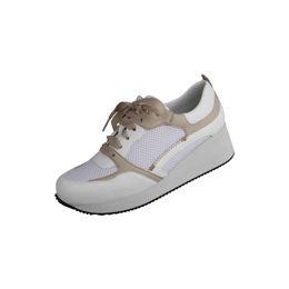 Schnürschuh Lei by tessamino "Nala", Damen, Gr. 37, beige (beige, weiß), Kunstfaser, Synthetik, Schuhe Schnürschuh, in Weite H