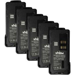 vhbw - 5x Akku Ersatz für Motorola PMNN4490B, PMNN4491, PMNN4490A für Funkgerät, Walkie Talkie (3350 mAh, 7,4 v, Li-Ion) + Gürtelclip